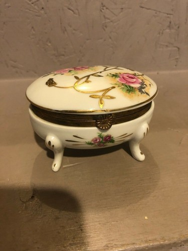 1960's Karen Carson Creation trinket box w/ cloth Flower Design! FAST ...
