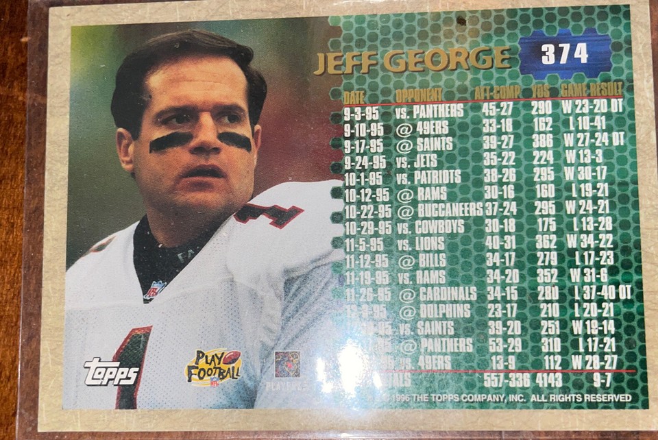 1996 Topps Football 3000 Yard Club Jeff George Atlanta Falcons #374 | eBay