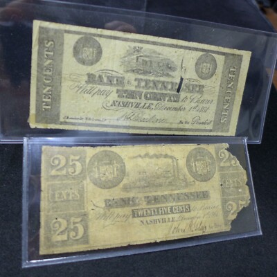 Lot of (2) 1861 Tennessee Confederate/Obsolete Currency Bank Notes 10 ...