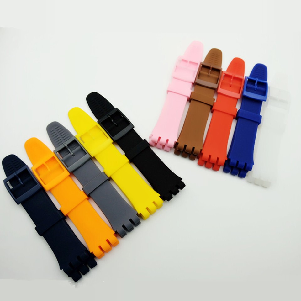 For Swatch Watch Strap Silicone 16mm 17mm 19mm 20mm Colorful Rubber ...