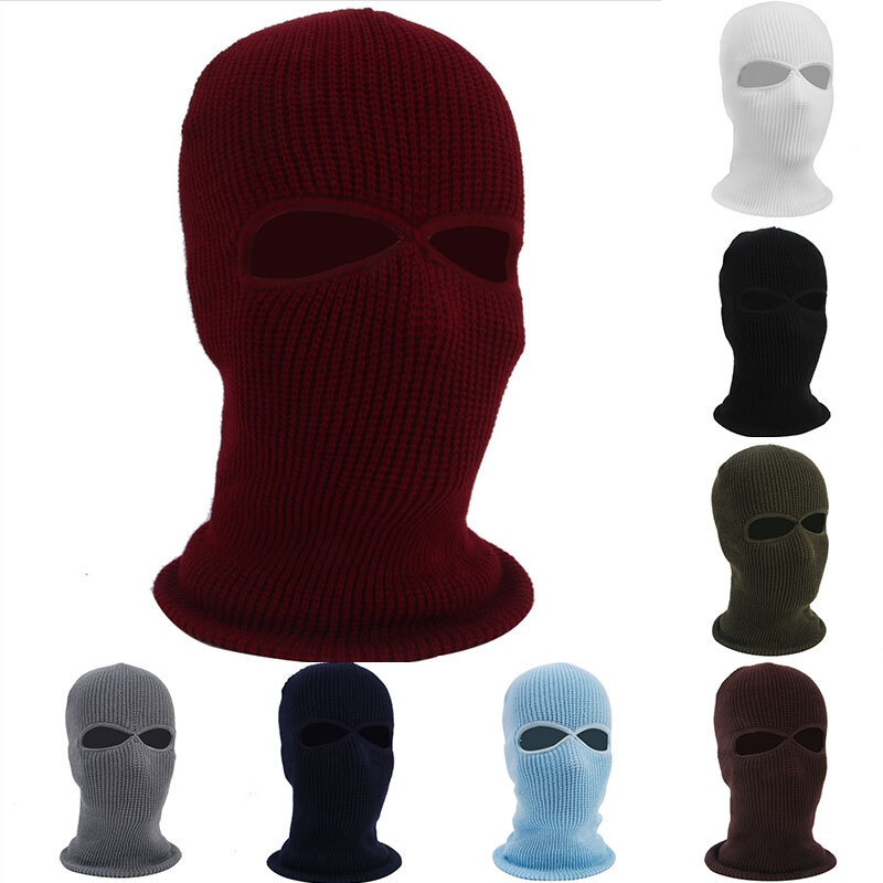 2 Hole Full Face Ski Mask Winter Cap Balaclava Hood Beanie Cap Hats All ...