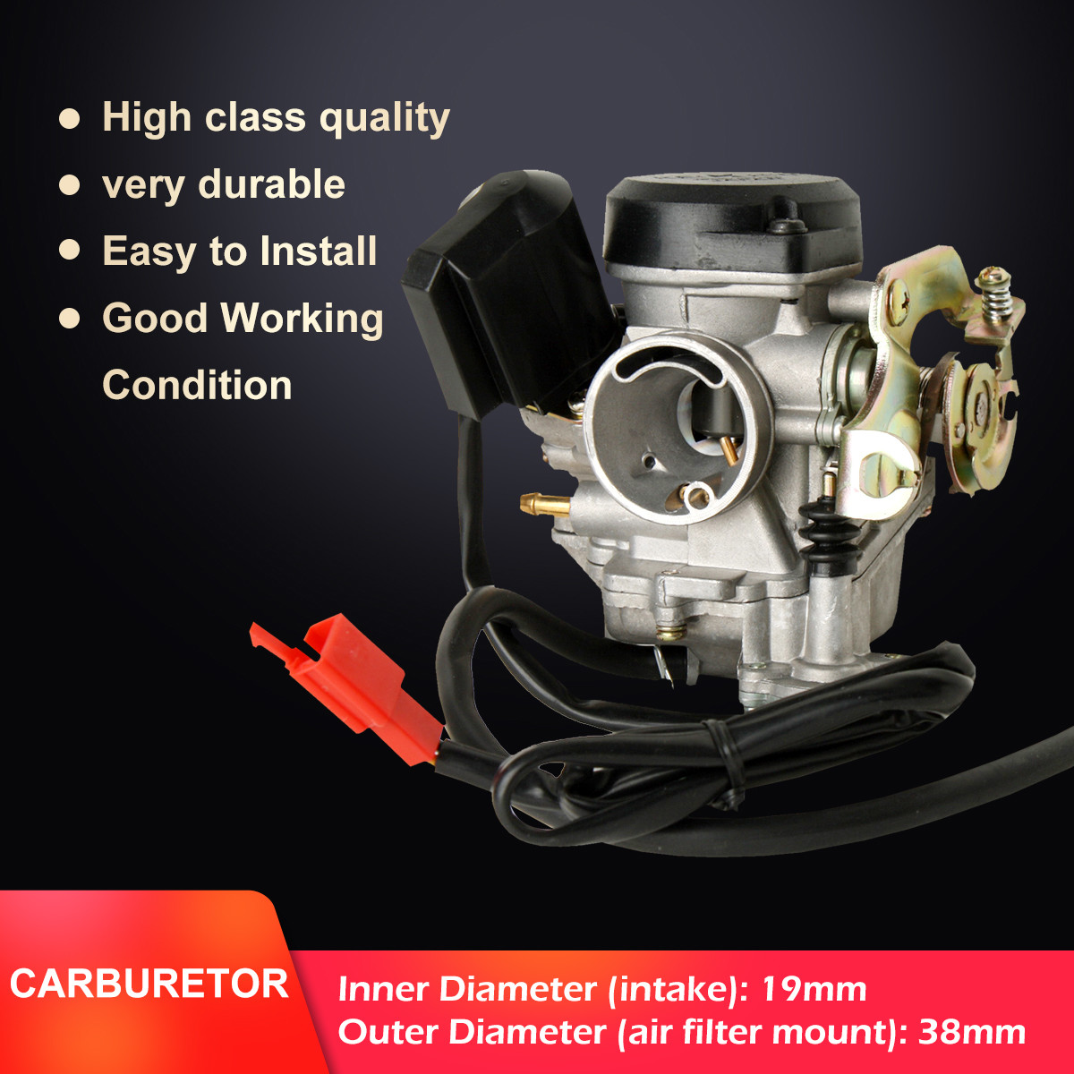 19/38mm 50cc GY6 ATV MOPED SCOOTER CARBURETOR CARB Fit For SUNL ROKETA ...