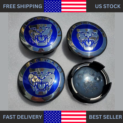 JAGUAR Set Of 4 Blue-Chrome Wheel Center Cap 59mm | eBay