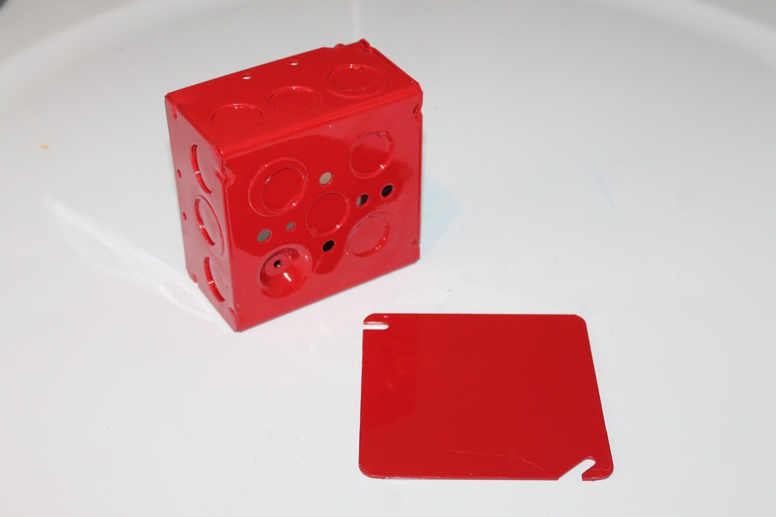 Cooper Crouse-Hinds TP403RED Square Fire Alarm Box; Steel, 4" X 2-1/8 ...