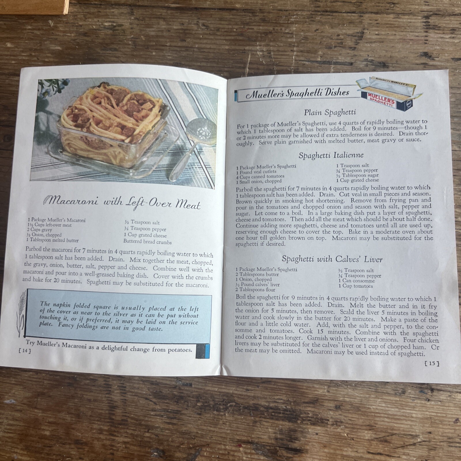 Tested & Proven Recipes Mueller's Jersey City New Jersey Recipe Booklet ...