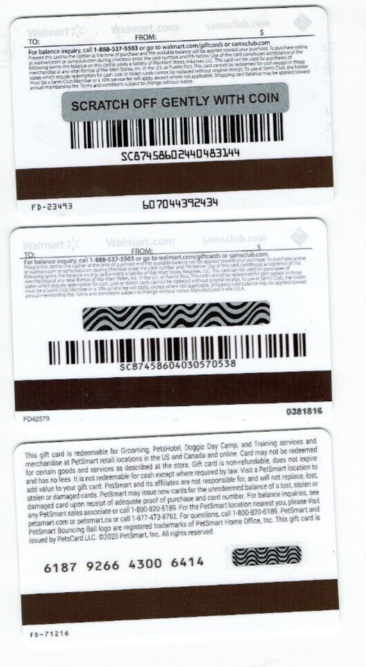 Cute Cat & Kitten Gift Card LOT of 3 - Walmart & Petsmart - Christmas ...