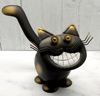 Chester the Cheshire Cat Metal Ornament Garden Figurine Black Bobbin ...