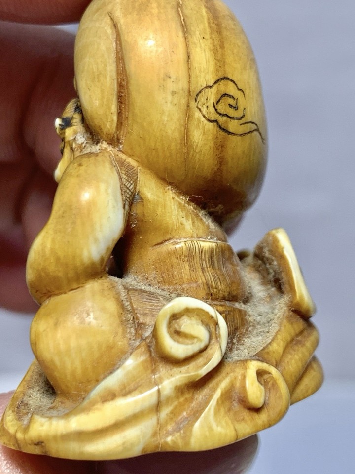 Two Japanese Edo Netsuke Figure Of Fujin And Oni Demon | eBay UK