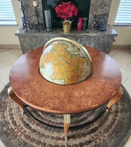 Ernest Hemingway Le Monde Coffee Table Brass World Globe Excellent ...