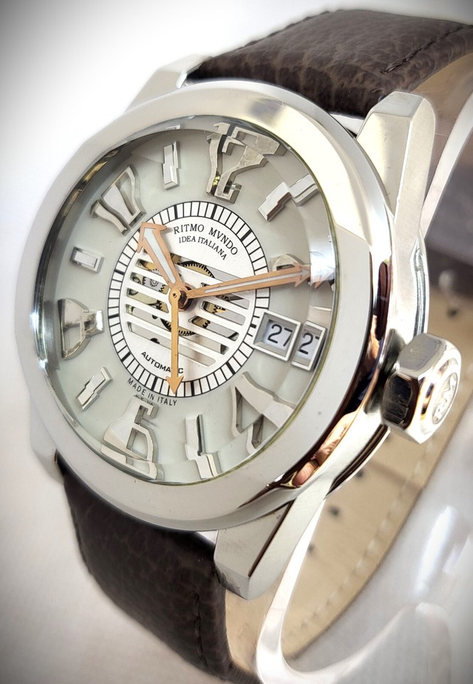 RITMO MVNDO MENS $1660 IDEA ITALIANO PANTHEON AUTOMATIC LEATHER SWISS ...
