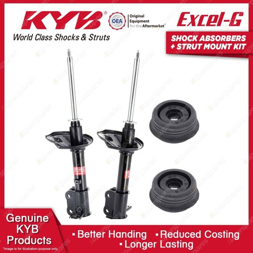 2x Rear KYB Shock Absorbers + Strut Mount Kit for Hyundai Excel X3 ...