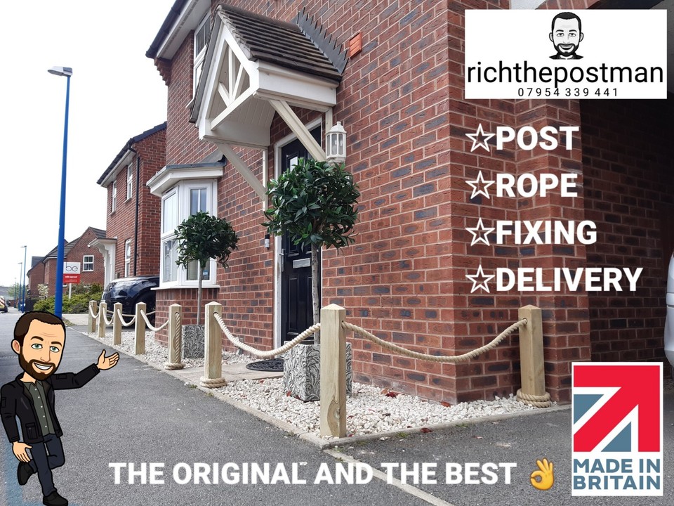 Wooden Post and Rope Kit, Timber Picket Fence, Rope Barrier, No Dig ...