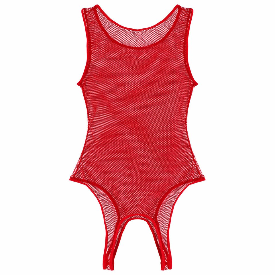 Sexy Men Mesh Fishnet Bodysuit Leotard Open Crotch Romper Nightwear AU ...