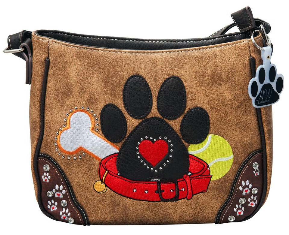 Dog Paw Print Handbag Crossbody Purse Wallet Shoulder Bag Western Style ...