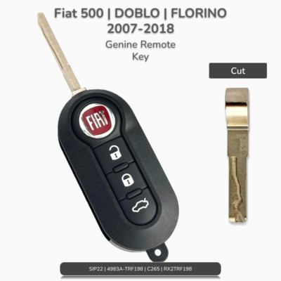 Original Fiat 500 / Doblo / Florino - Remote control key (2ADFTTRF198 ...