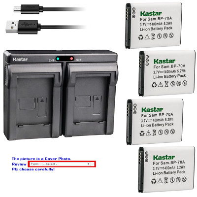 Kastar Battery Dual USB Charger for Samsung BP-70A & Samsung SL600 ...