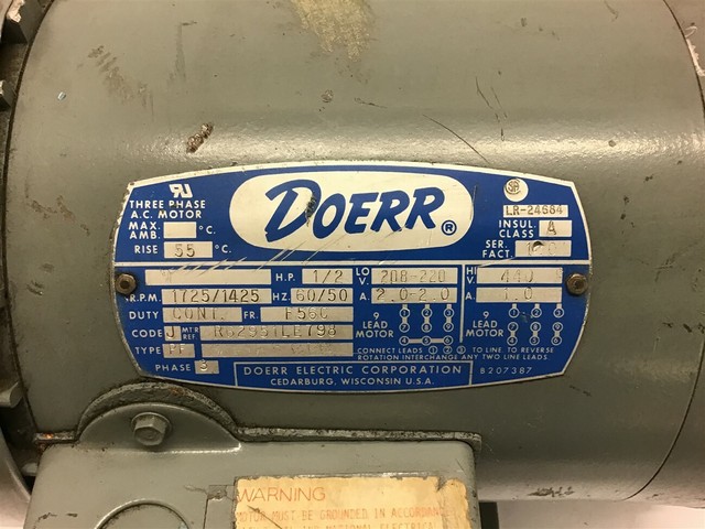 Doerr 1 HP Single Phase 1725rpm Frame J56h Electric Motor for sale ...