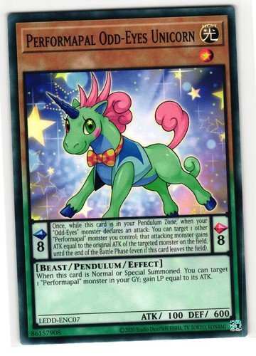 PERFORMAPAL ODD-EYES UNICORN LEDD-ENC07 COMMON YU-GI-OH TCG | eBay