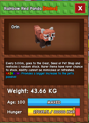 Rainbow Mutation Huge Red Panda | Grow A Garden | GAG | Roblox | eBay