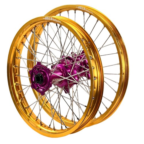 Gas Gas EC 350 F 2024-2025 Envy / DID Wheelset 21/18 Gold Rims Purple ...