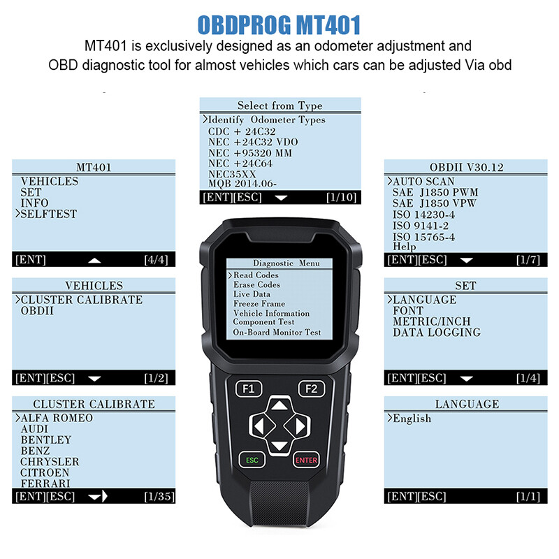OBDPROG MT401 Odometer Adjustment Mileage Correction OBD2 Engine ...