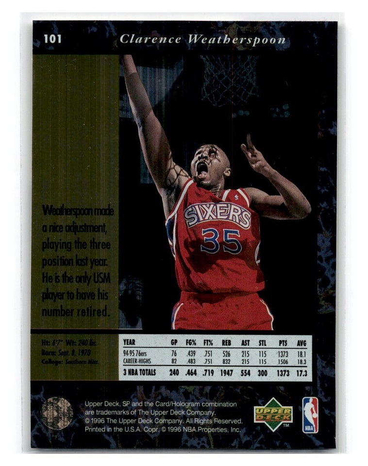 1995-96 SP - #101 Clarence Weatherspoon | eBay