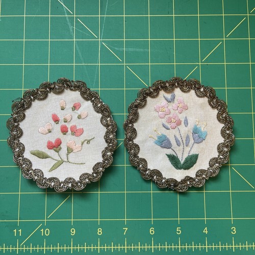 2 Vintage Hand Embroidered Flowered Coasters A | eBay