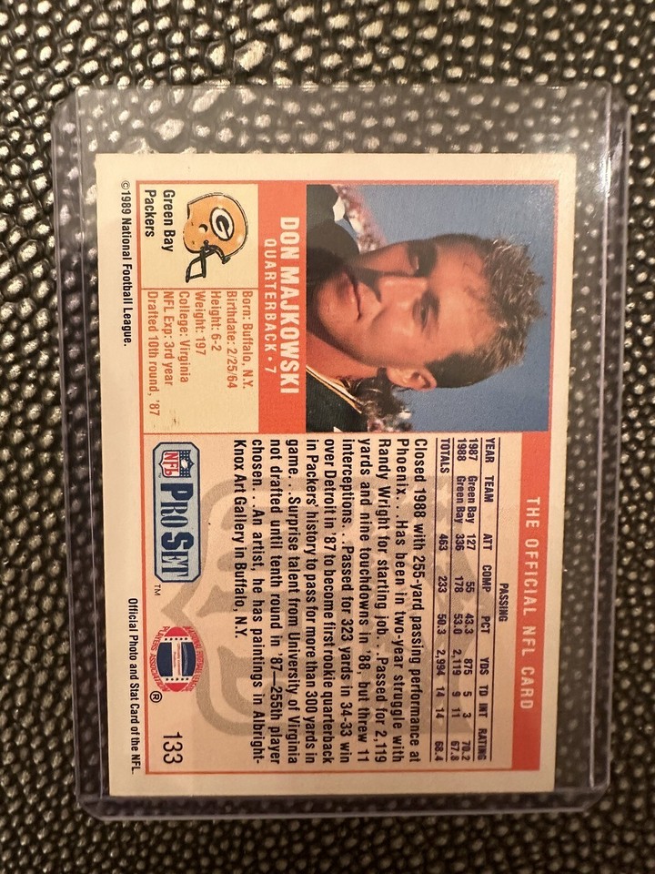 VINTAGE 1989 NFL PRO SET DON MAJKOWSKI QB PACKERS ROOKIE FOOTBALL CARD ...