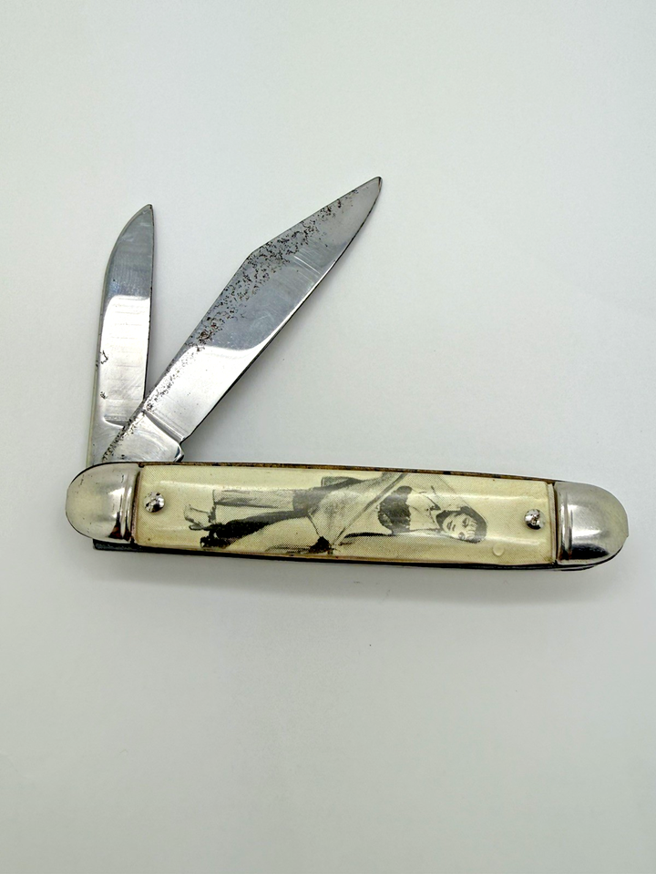 VINTAGE PROV CUT CO RISQUE NUDE PICTURE PIN UP 2 BLADE POCKET JACK ...
