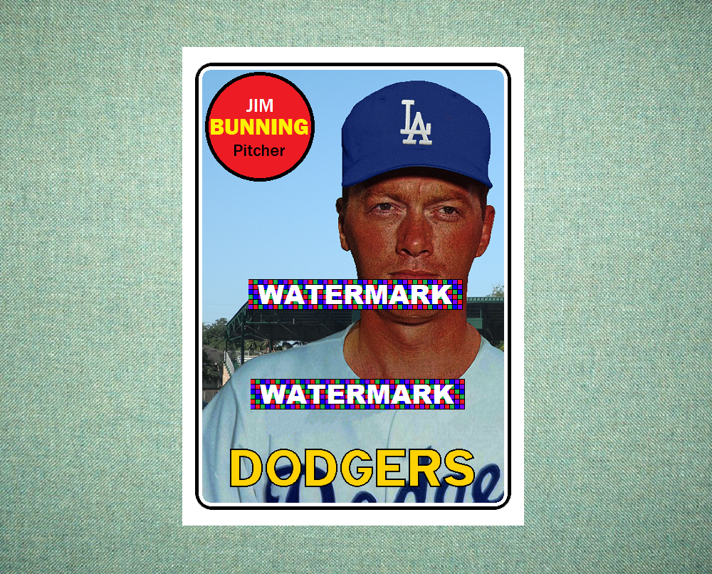 Jim Bunning Los Angeles Dodgers 1969 Style Custom Baseball Art Card | eBay