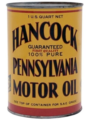 Hancock Pennsylvania Motor Oil NEW 18" Tall DIECUT Sign USA STEEL 3 lbs ...
