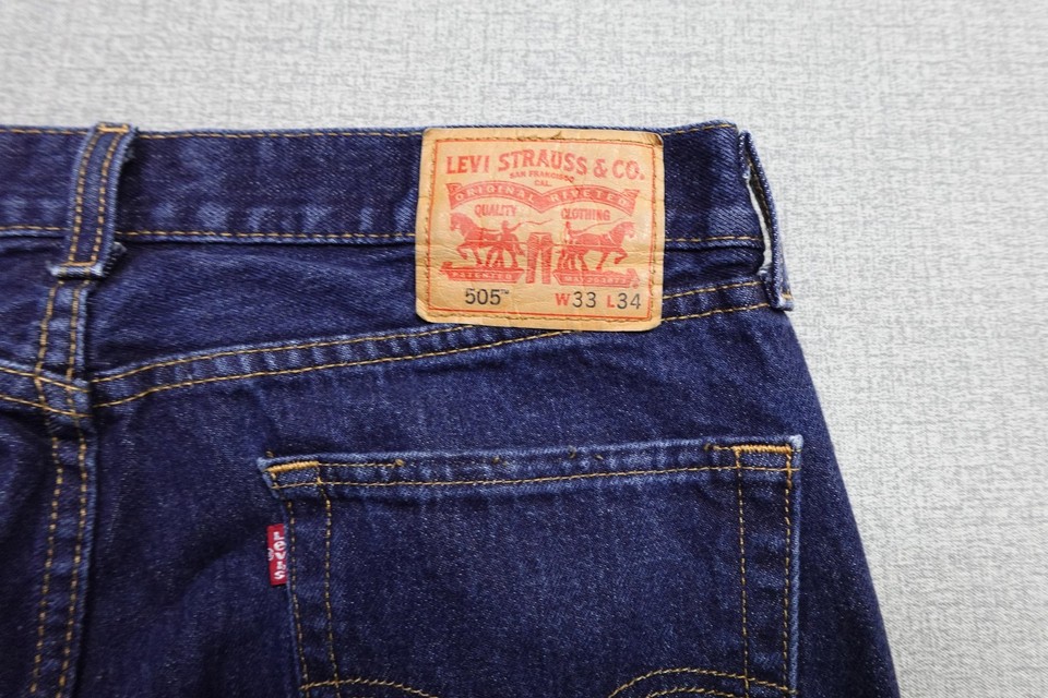 Levi's 505 Regular Fit Jeans Mens 34x26* Dark Wash Blue Denim Straight ...