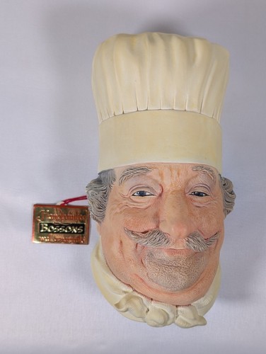 Chef Plaque England 1960s Bossons 3D Chalkware Character Head Baker Hat ...