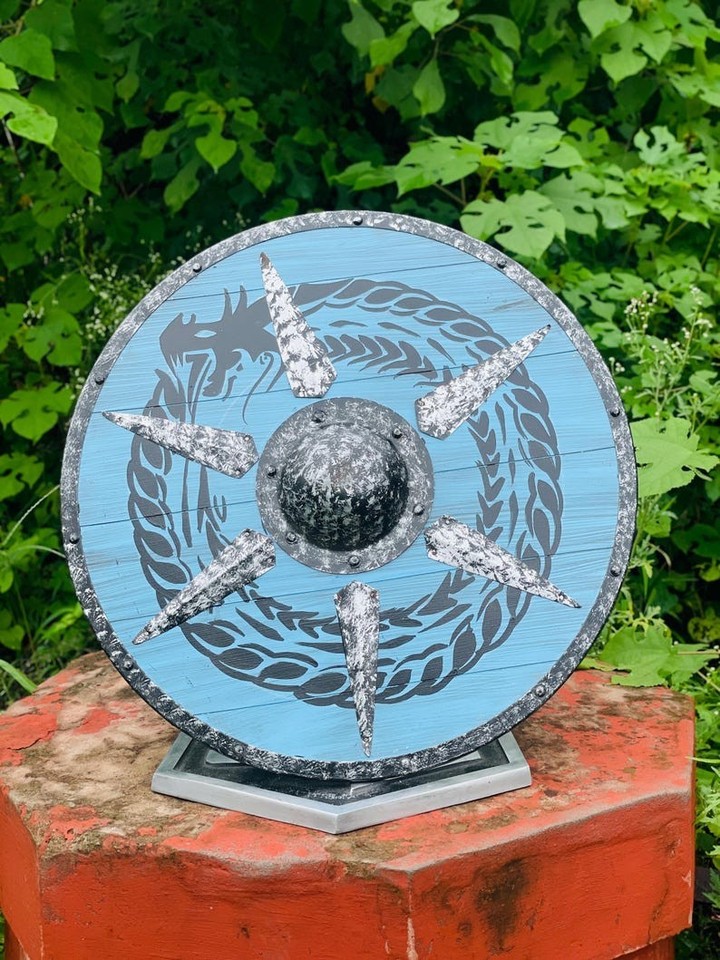 Viking Dragon Shield Norse Round Shield Cosplay Wall Decor 24 Inch ...