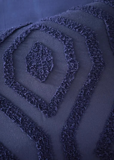 Navy Tufted Geometric Duvet Cover Set – Modern Bedroom, 2 Pillowcases ...