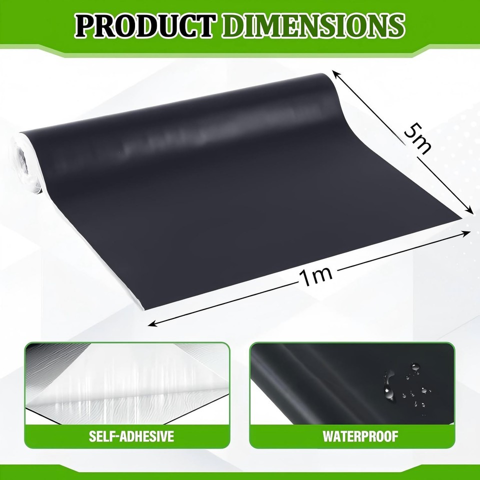 1m x 5m Rubber Roofing Sheet EPDM Membrane Waterproof Rubber Roofing ...