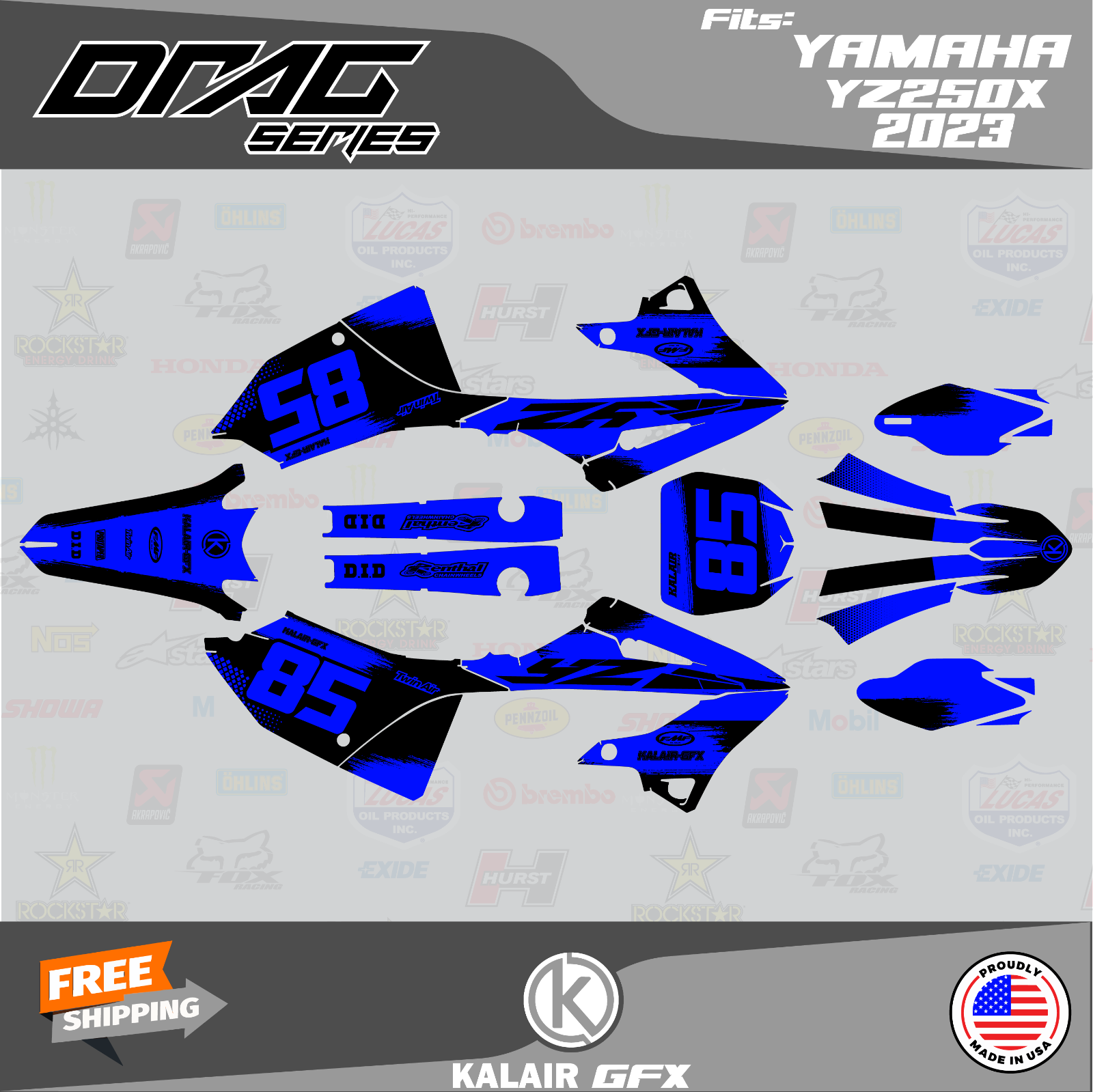 Graphics Decal Kit for YAMAHA 2-stroke YZ250X (2023-2025) Drag Series ...