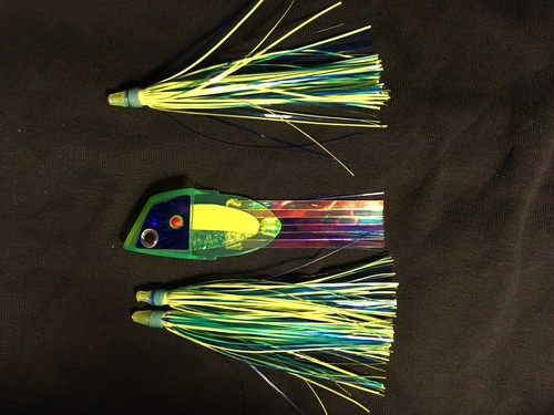 High Percentage Salmon Trolling Flies And Bait/Meat Rigs- Chartreuse UV ...