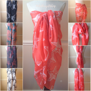 Women's Girl's Spring Summer Scarf Starfish Beach Wrap Sorang Oblong ...