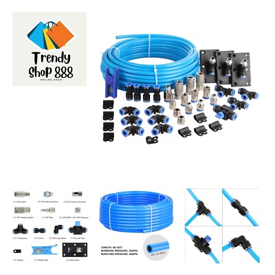 Shop Air Line Kit, 3/8 Inch 9.5MM OD × 60 Feet Nylon Compressed Air ...