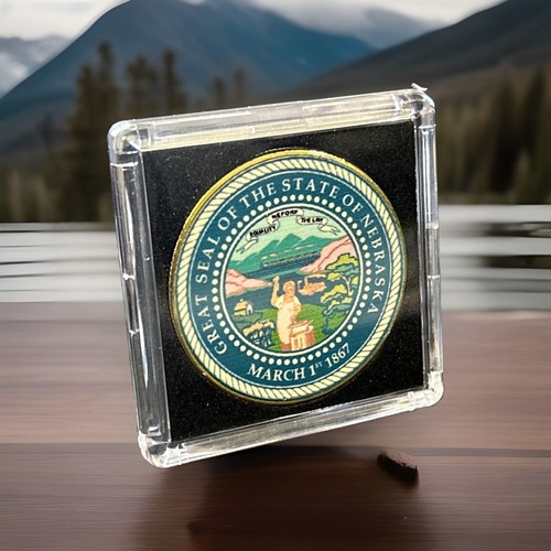 NEBRASKA State 1867 Seal Challenge Coin Colorized USA INCLUDES CASE! | eBay