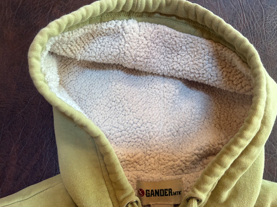 Size S GANDER MOUNTAIN Sweatshirt Hooded Sherpa Fleece Inside Green Zip ...