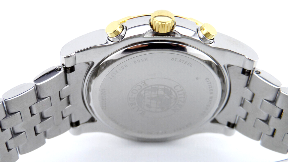 Citizen AT2454-65E Eco-Drive Chronograph Crystal Black Dial Two-Tone ...