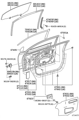 68151-21031 Toyota Original Parts Left Front Door Glass Seal | eBay