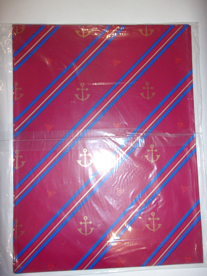 New Vintage Carlton Cards Wrapping Paper Gift Wrap Anchor Sailor Mens ...