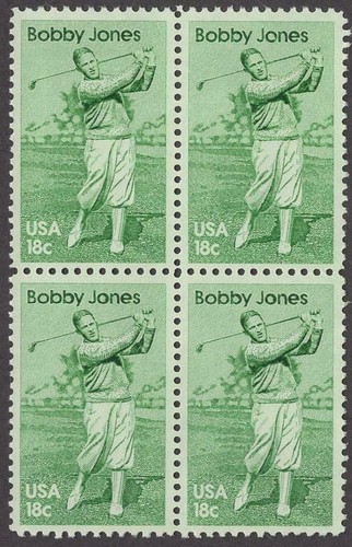 1981 Bobby Jones Golfer Block Of 4 18c Postage Stamps, Sc# 1933, MNH ...