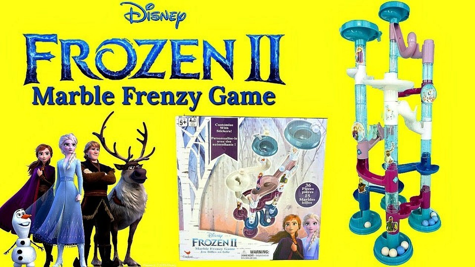 DISNEY FROZEN 2,MARBLE FRENZY BUILDING & RACING GAME,36 PC PLAY SET ...