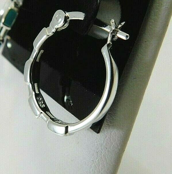 925 Sterling Silver Hoops with green stone detailing LW0099 | eBay