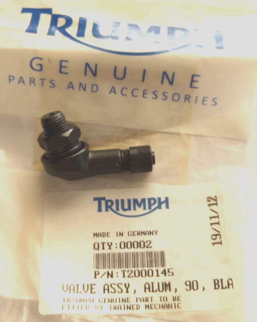 Triumph Speed Triple Valve Assy. Alum, 90 Degree Black NOS T2000145 (L ...