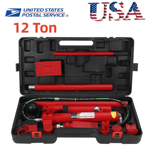 12 Ton Hydraulic Ram Auto Body Frame Repair Kit with Blow Mold Carrying ...